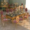 Modern Dining Table Set Rose Gold Color - For Sale